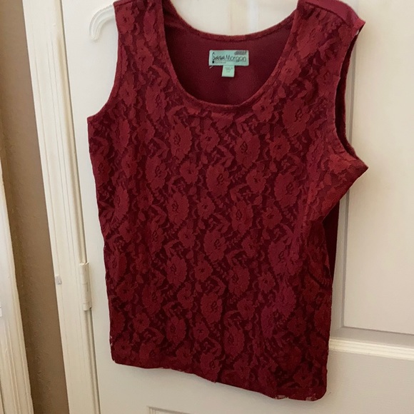 Tops | Final Markdown Sara Morgan Lace Front Tank Large | Poshmark